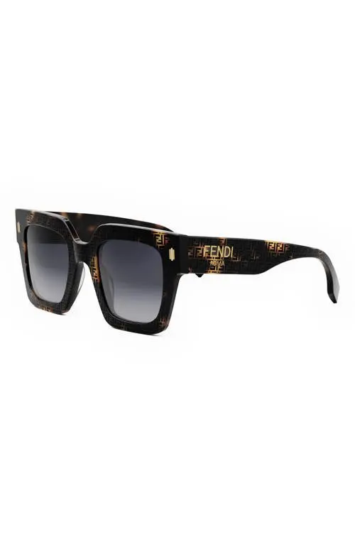 Fendi Roma Square Sunglasses - Havana / Gradient Smoke
