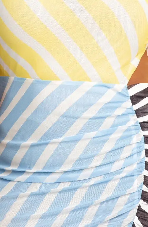 BUXOM COUTURE Stripe One-shoulder Dress