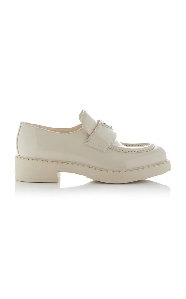 Prada Patent Leather Loafers - Ivory
