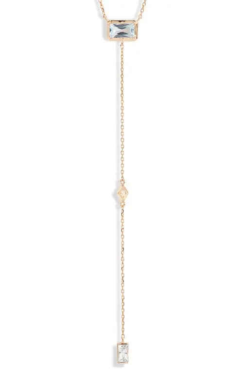 Anzie Dewdrop Topaz Y-necklace - Yellow Gold/blue