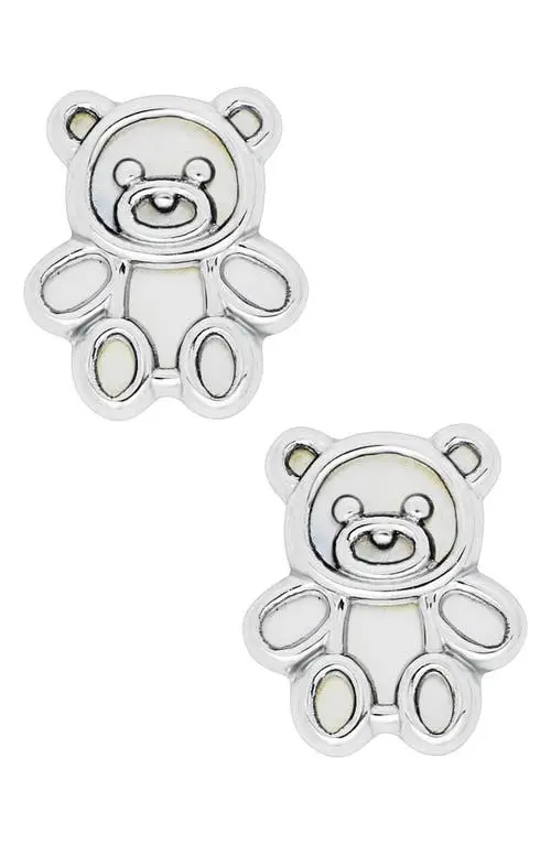 MIGNONETTE Sterling Teddy Bear Stud Earrings - Silver