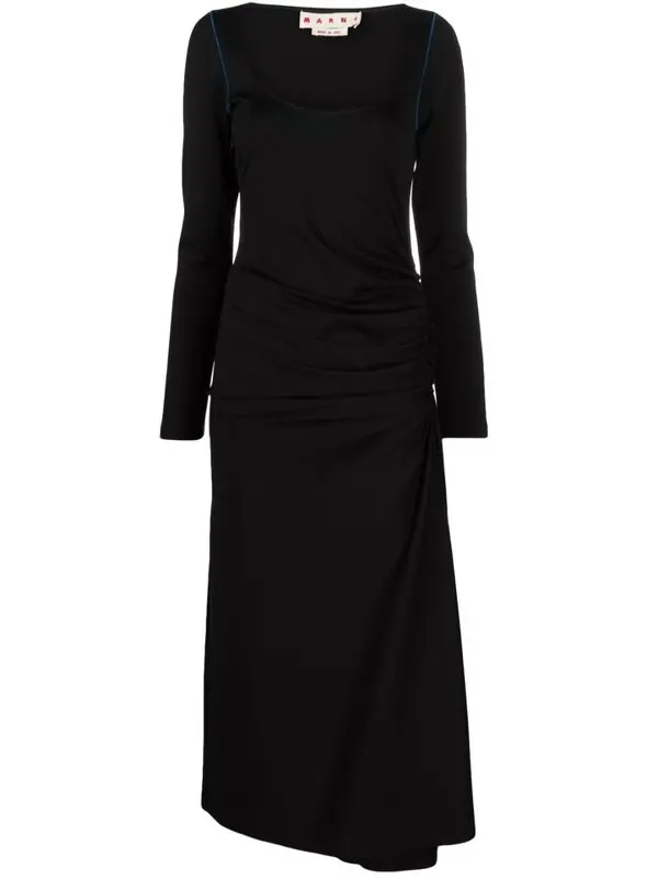 Marni Long-sleeved Midi Dress - Black