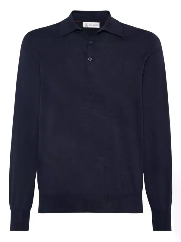 Brunello Cucinelli Cotton Polo Sweater - Blue