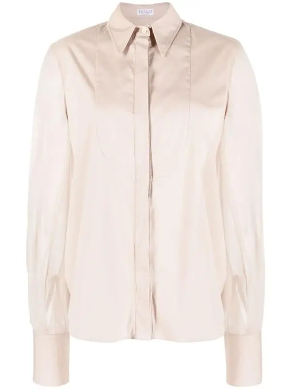 Brunello Cucinelli Long-sleeve Silk Blouse