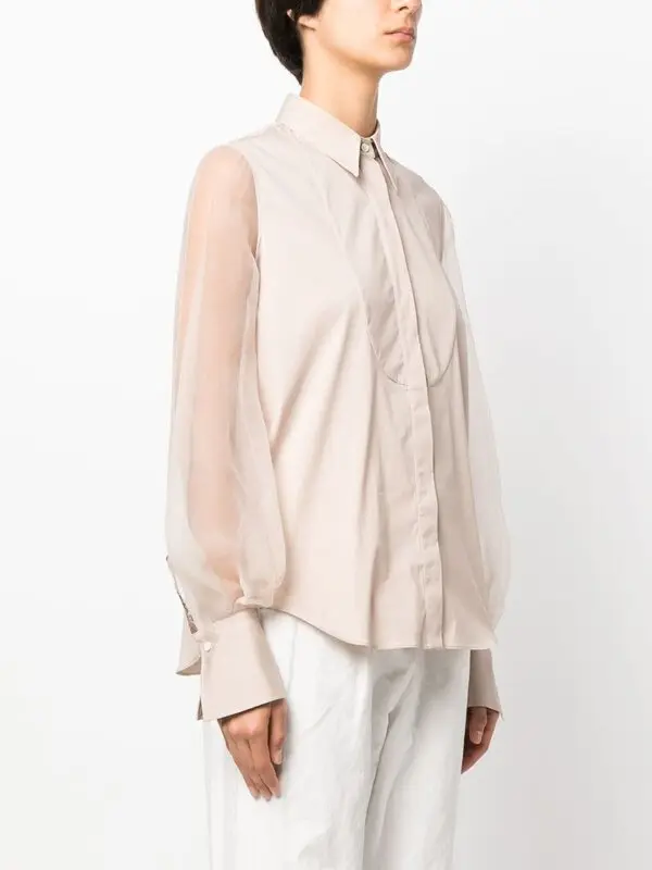 Brunello Cucinelli Long-sleeve Silk Blouse