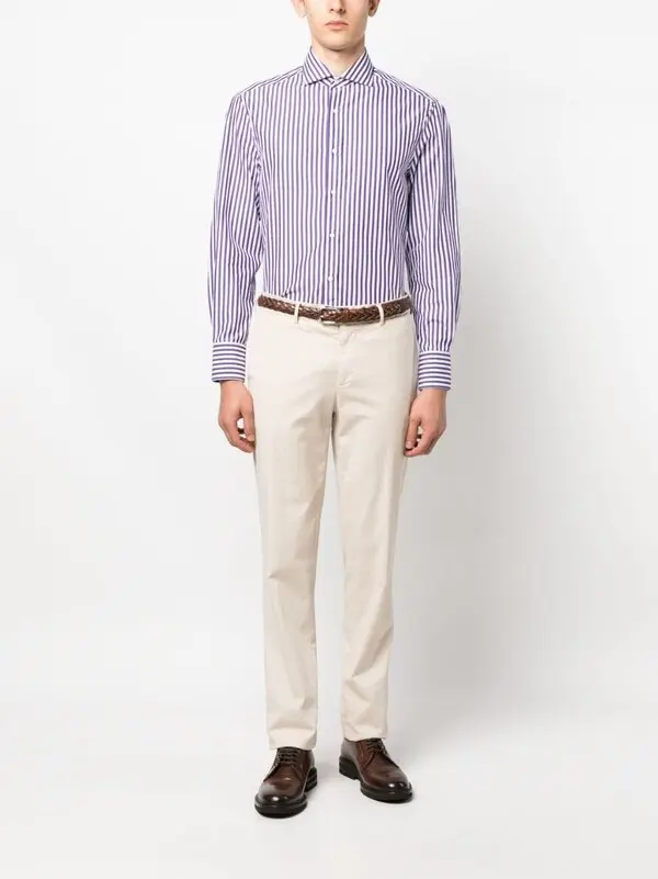 Brunello Cucinelli Striped Long-sleeve Cotton Shirt