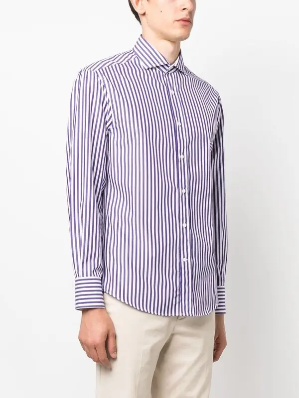Brunello Cucinelli Striped Long-sleeve Cotton Shirt