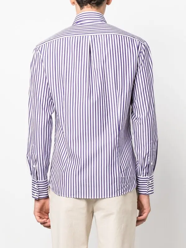 Brunello Cucinelli Striped Long-sleeve Cotton Shirt