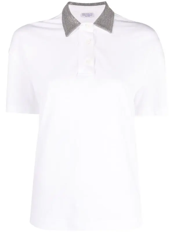 Brunello Cucinelli Stud-embellished Polo Shirt - White