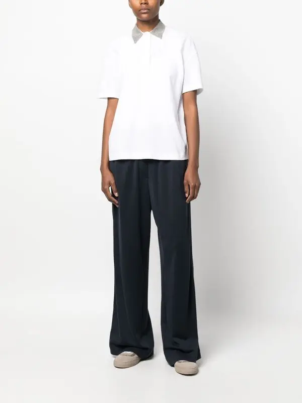 Brunello Cucinelli Stud-embellished Polo Shirt - White