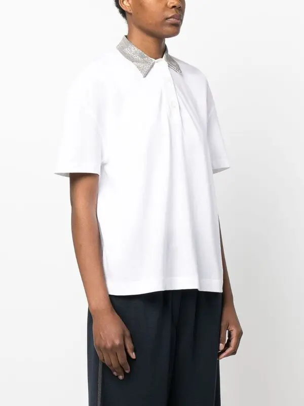 Brunello Cucinelli Stud-embellished Polo Shirt - White