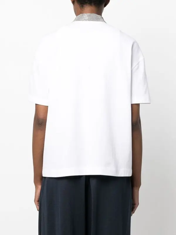 Brunello Cucinelli Stud-embellished Polo Shirt - White