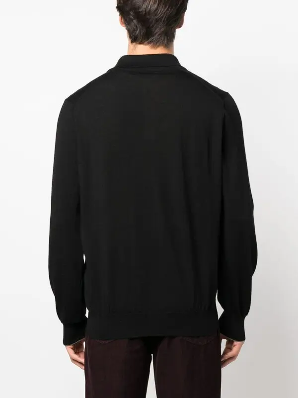 Brunello Cucinelli Long-sleeve Virgin Wool Polo Shirt - Black