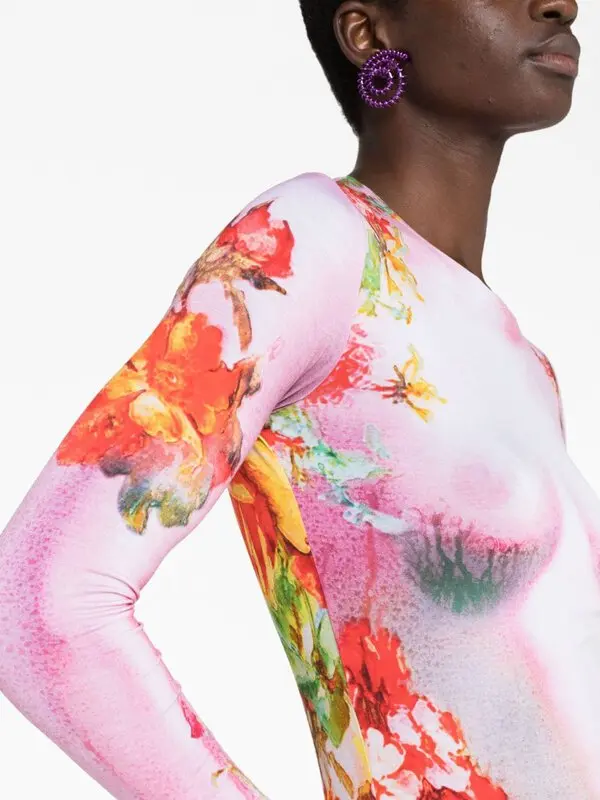Jean Paul Gaultier The Body Flower Trompe L'Oeil Maxi Dress - Pink |  Editorialist
