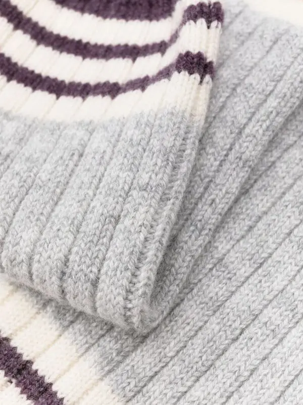 Brunello Cucinelli Striped Ribbed-knit Cashmere Socks