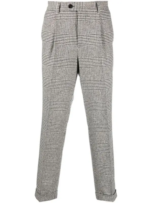 Brunello Cucinelli Plaid-check Pleated Trousers - White