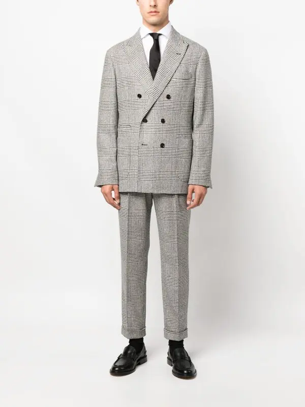 Brunello Cucinelli Plaid-check Pleated Trousers