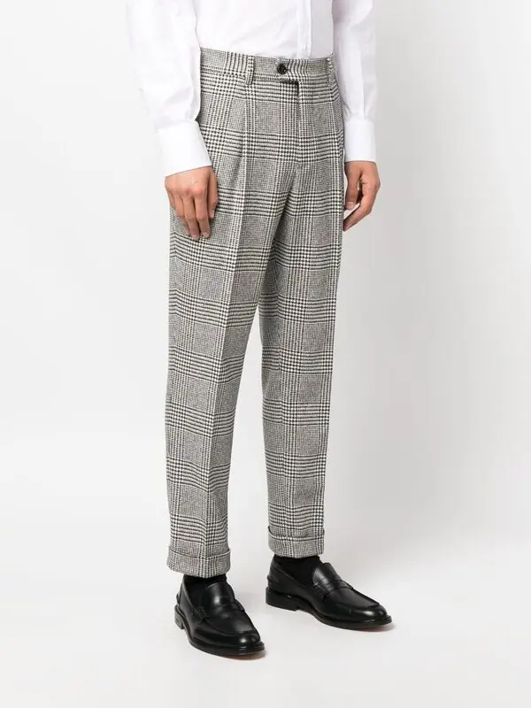 Brunello Cucinelli Plaid-check Pleated Trousers
