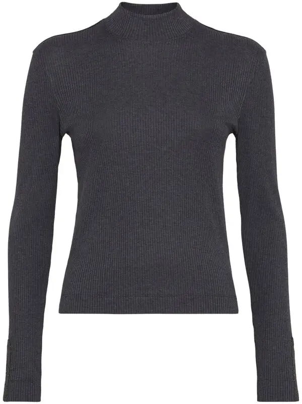 Brunello Cucinelli Roll-neck Ribbed Jersey Top