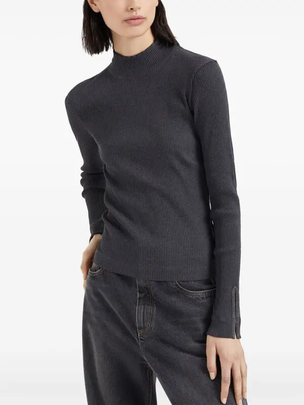 Brunello Cucinelli Roll-neck Ribbed Jersey Top