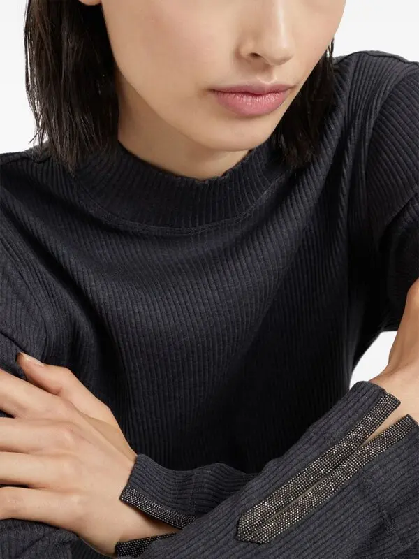 Brunello Cucinelli Roll-neck Ribbed Jersey Top