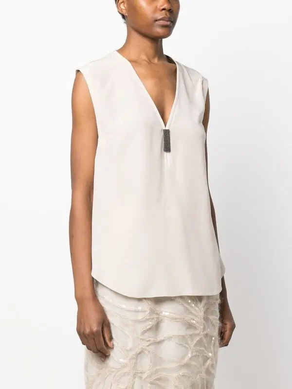 Brunello Cucinelli Monili-embellished Sleeveless Top