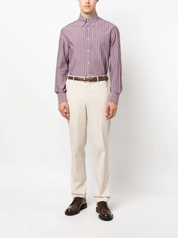 Brunello Cucinelli Striped Long-sleeve Cotton Shirt