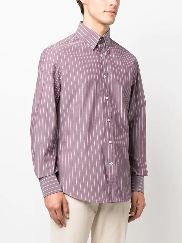 Brunello Cucinelli Striped Long-sleeve Cotton Shirt
