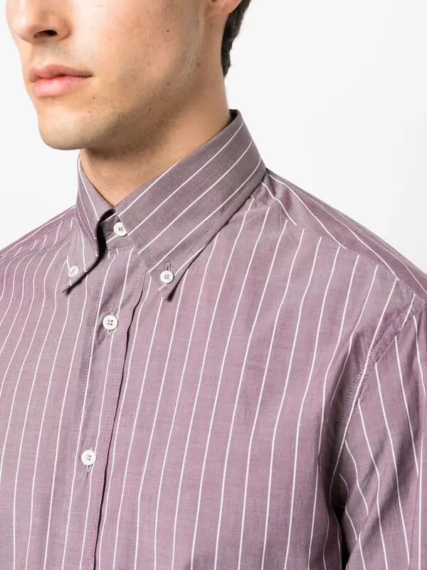 Brunello Cucinelli Striped Long-sleeve Cotton Shirt