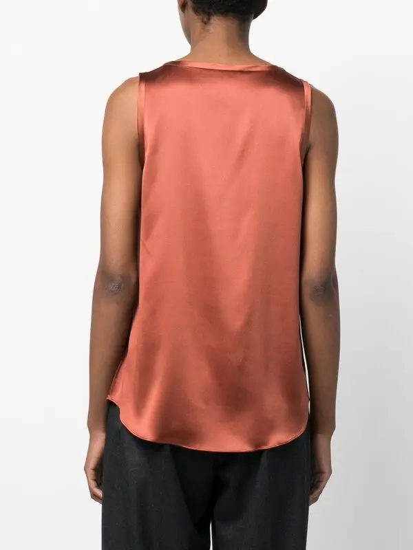 Brunello Cucinelli Scoop-neck Sleeveless Silk Top