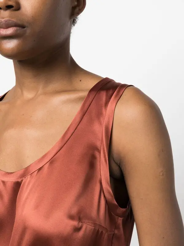 Brunello Cucinelli Scoop-neck Sleeveless Silk Top