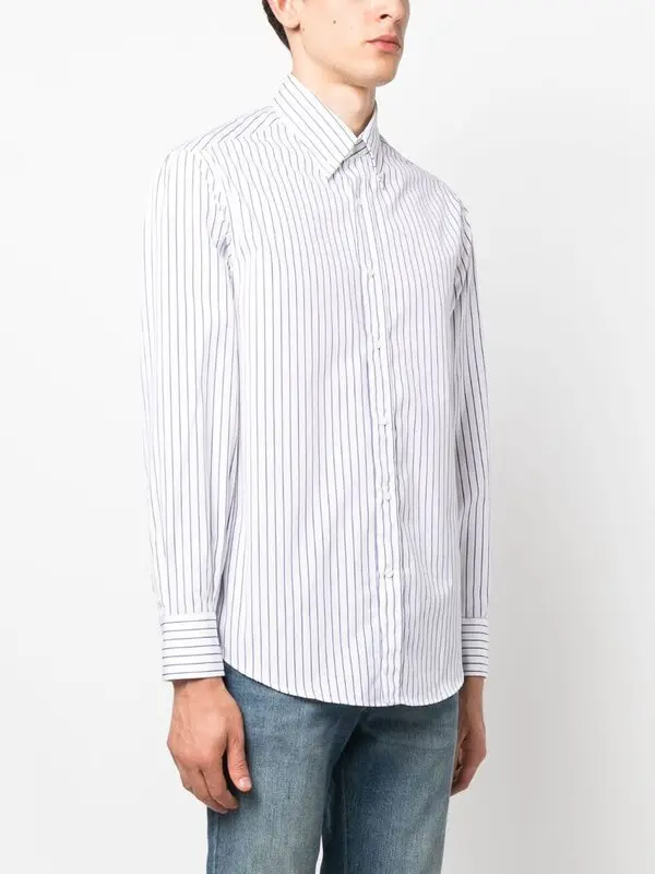 Brunello Cucinelli Striped Button-up Cotton Shirt