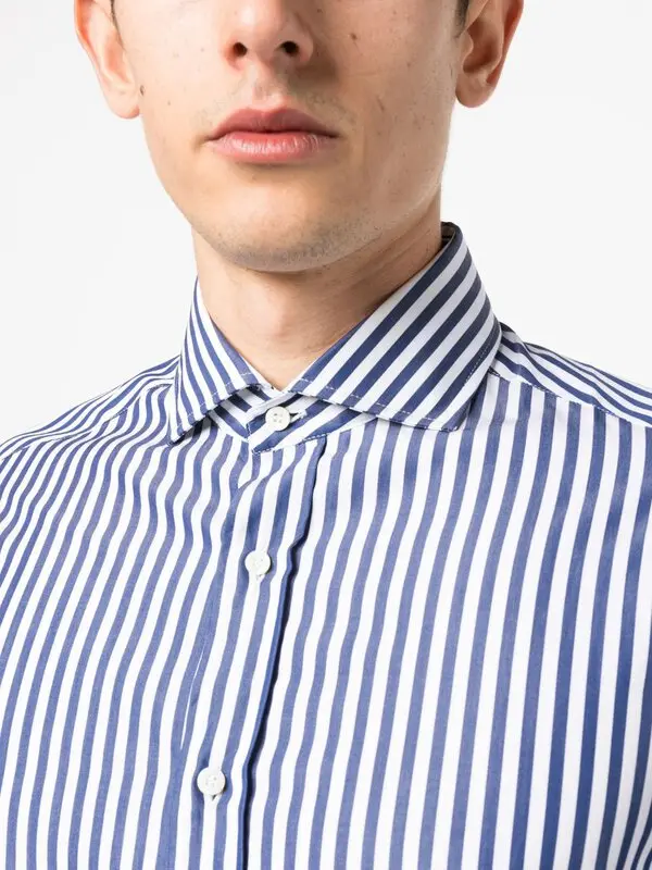 Brunello Cucinelli Striped Long-sleeved Cotton Shirt