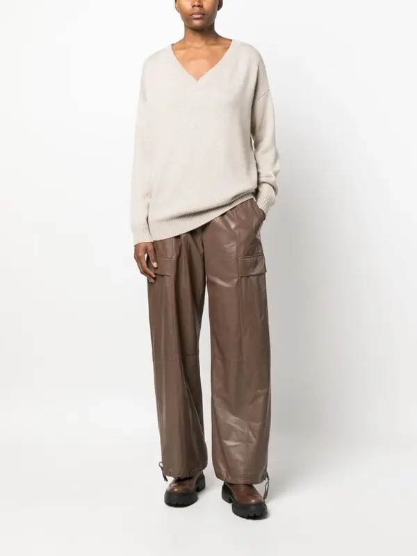 Brunello Cucinelli Sequin-embellished V-neck Jumper