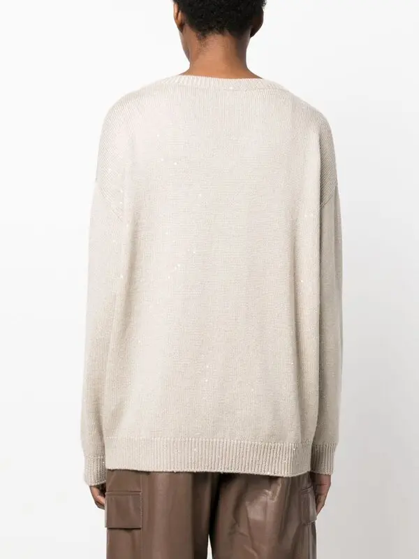 Brunello Cucinelli Sequin-embellished V-neck Jumper