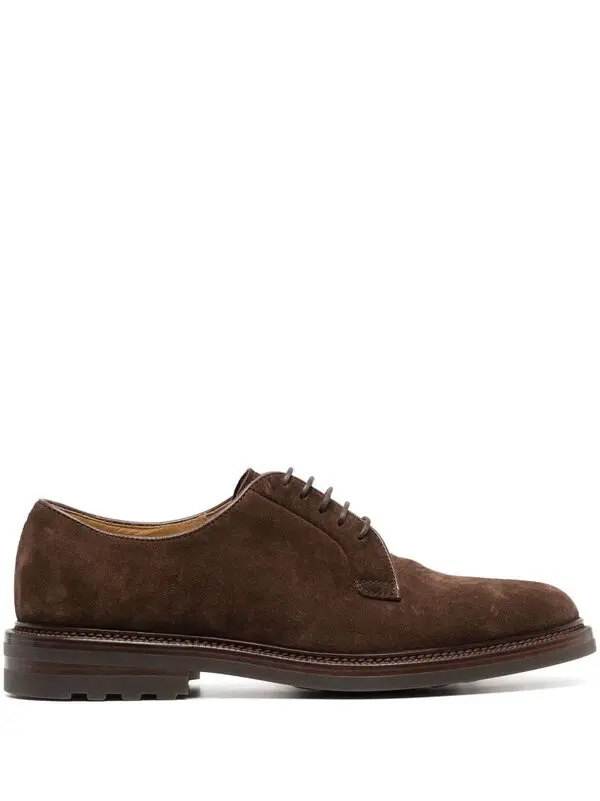 Brunello Cucinelli Lace-up Suede Derby Shoes - C8832 Brown