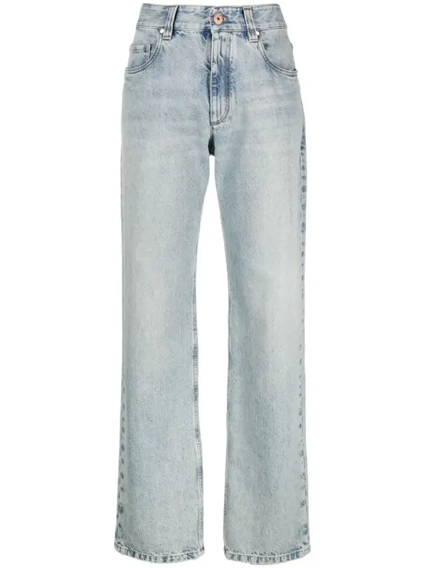 Brunello Cucinelli Straight Leg Stonewashed Jeans - Blue