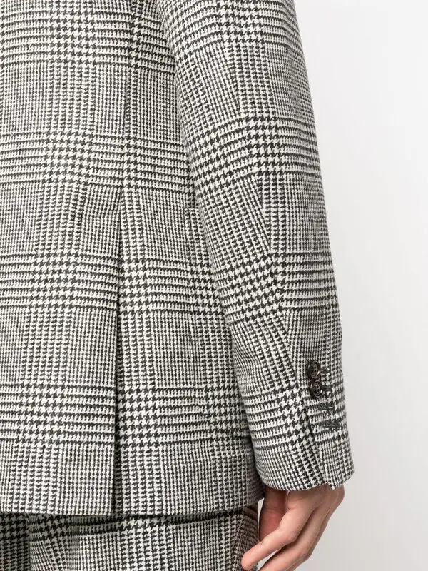 Brunello Cucinelli Checked Double-breasted Wool Blazer