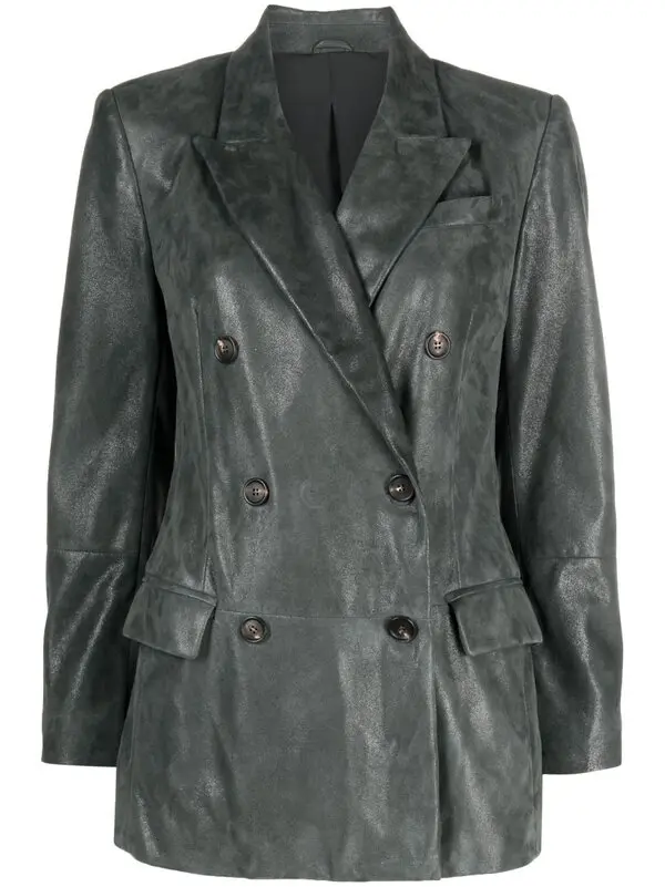 Brunello Cucinelli Leather Double-breasted Jacket