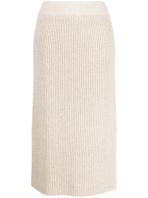 Brunello Cucinelli Ribbed-knit Midi Skirt