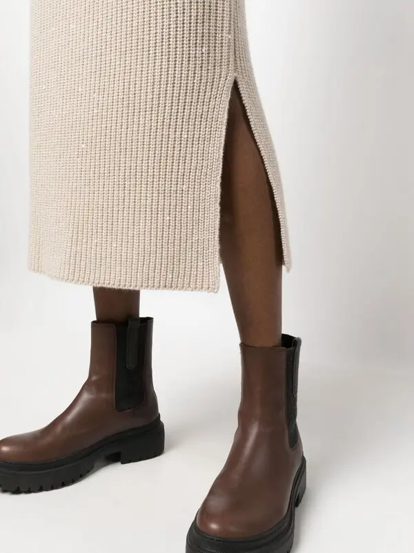 Brunello Cucinelli Ribbed-knit Midi Skirt