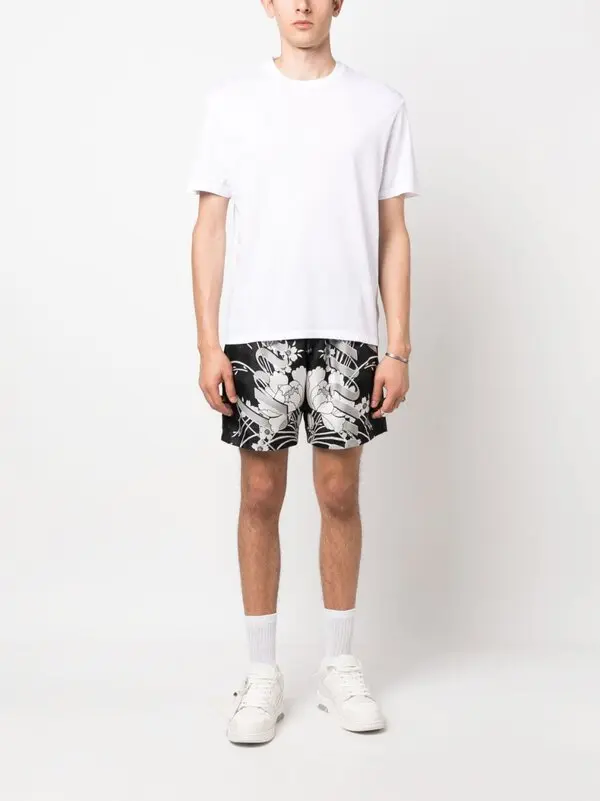 Amiri Floral Print Silk Track Shorts