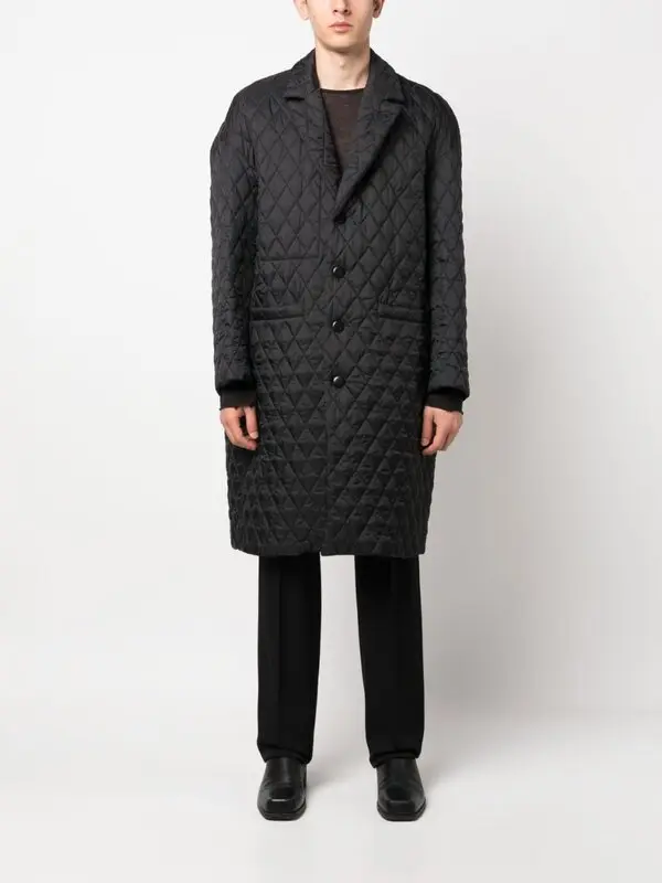 Random Identities Diamond-quilted Single-breasted Coat