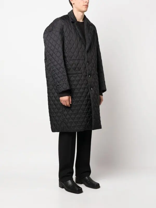 Random Identities Diamond-quilted Single-breasted Coat
