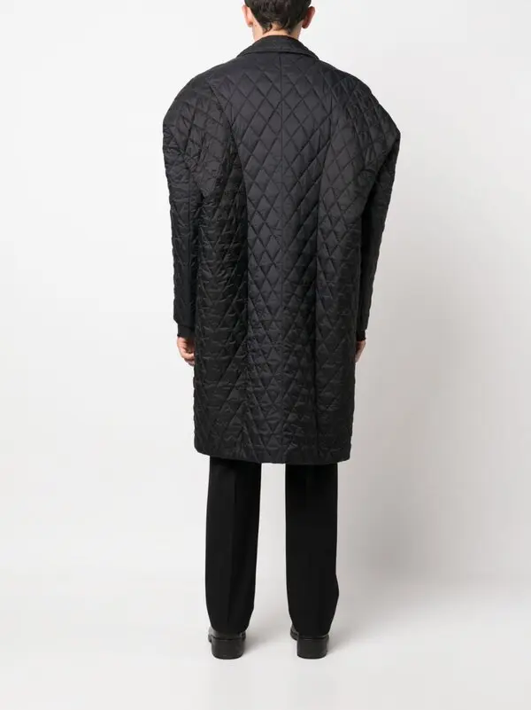 Random Identities Diamond-quilted Single-breasted Coat