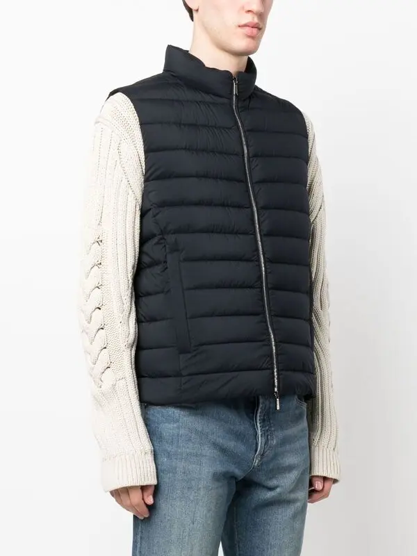 MOORER Quilted Zipped Gilet - Blue
