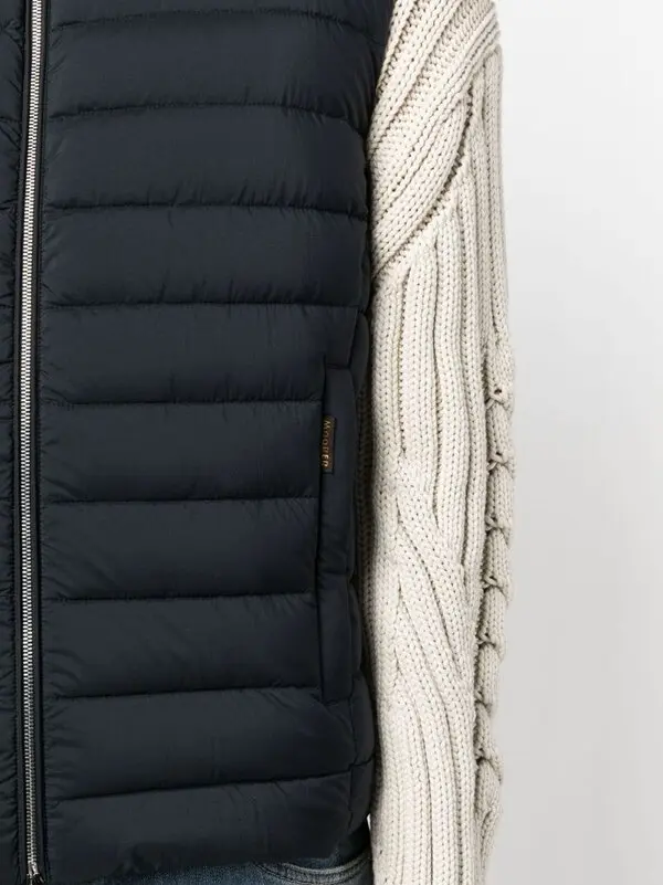 MOORER Quilted Zipped Gilet - Blue