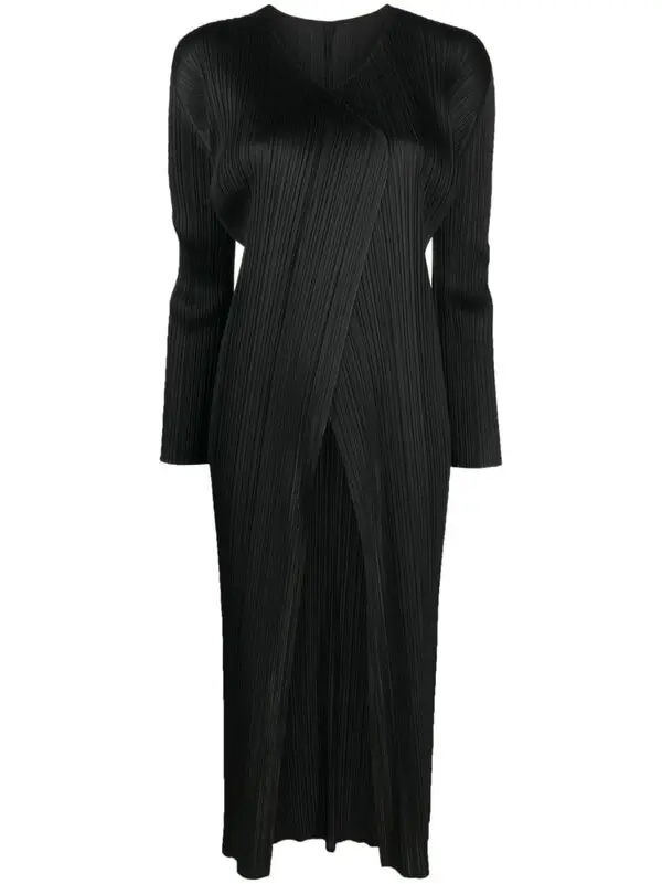 Issey Miyake Monthly Colors Plissé Single-breasted Coat - Black