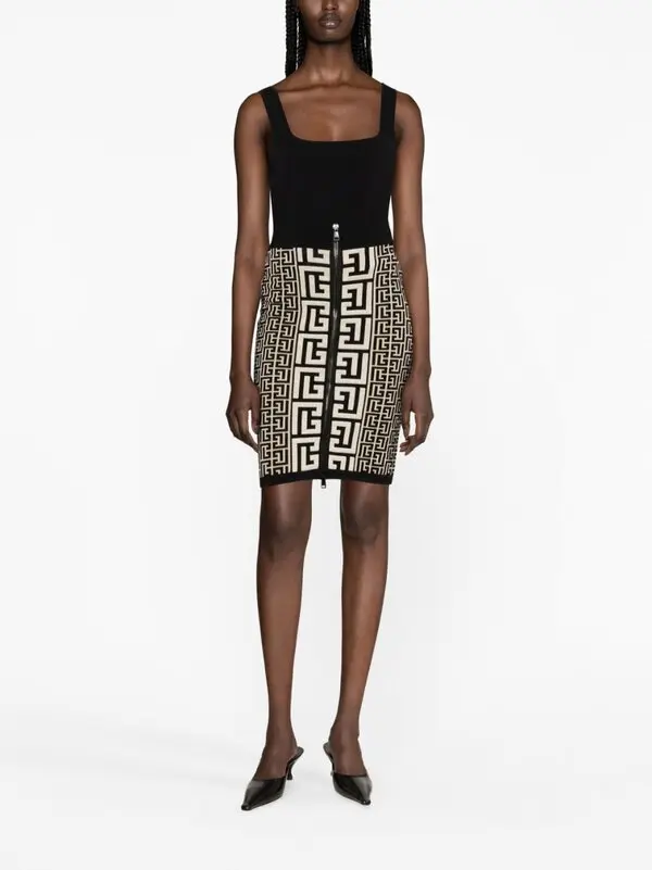 Balmain Intarsia Knit Midi Skirt
