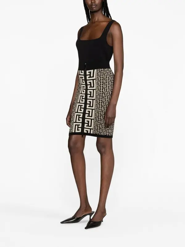 Balmain Intarsia Knit Midi Skirt